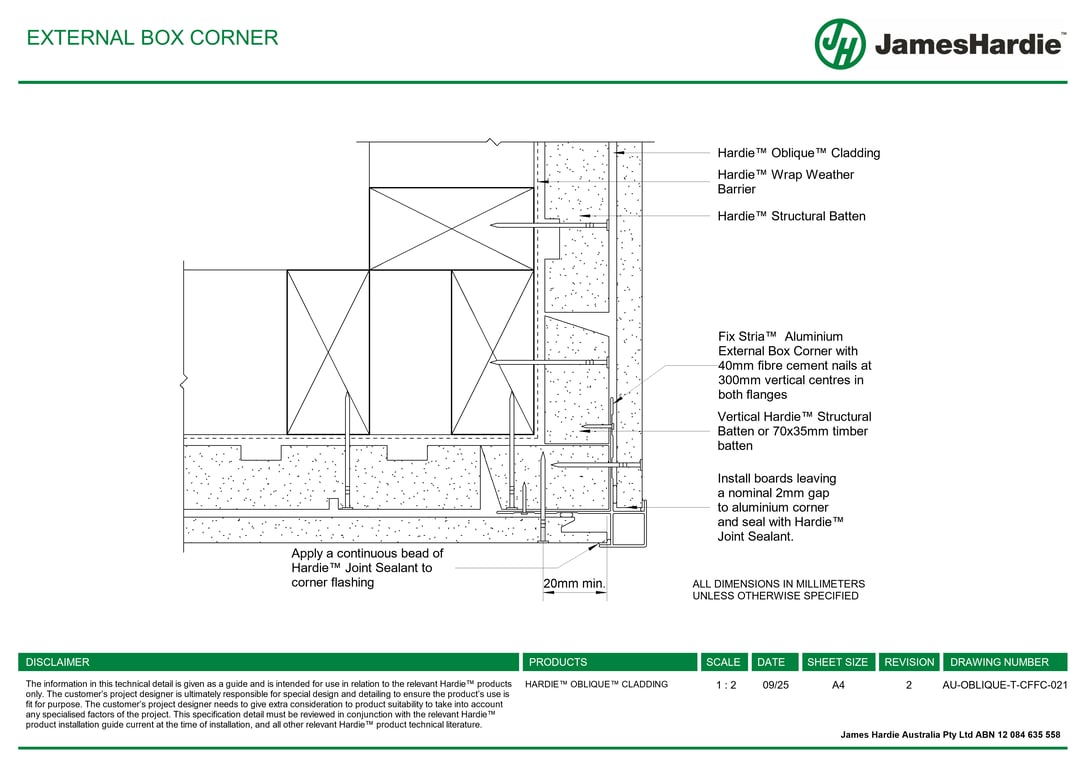 AU-OBLIQUE-T-CFFC-021 - EXTERNAL BOX CORNER - BIMcontent.com