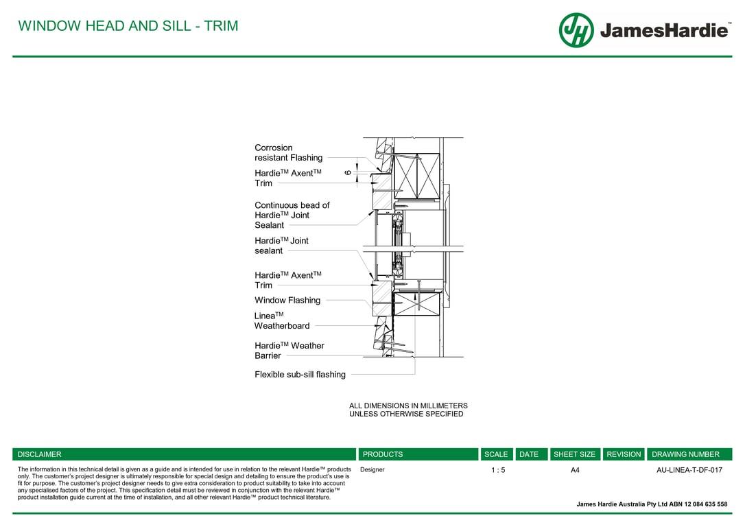 AU-LINEA-T-DF-017 - WINDOW HEAD AND SILL - TRIM - BIMcontent.com